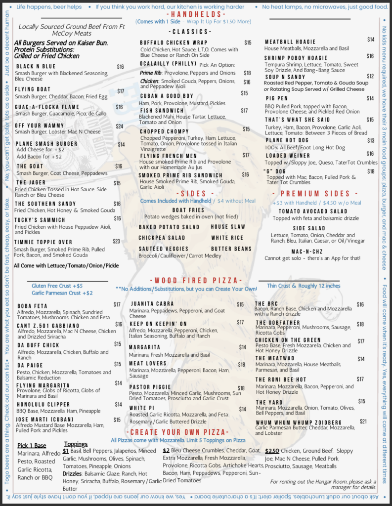 Menus - Flying Boat Tap Room